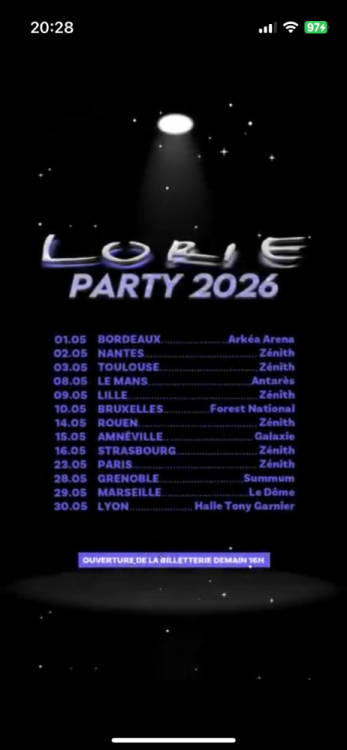 LORIE EN CONCERT : TOURNEE "LORIE PARTY" 2025 (Complète) ET 2026 ...