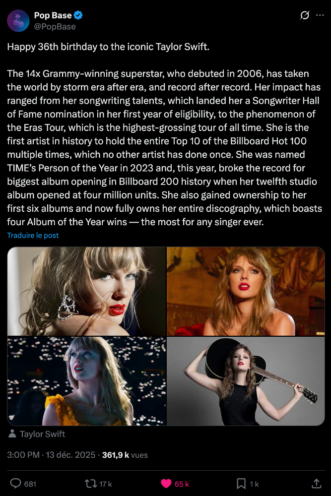 Taylor Swift ️‍🔥 Nouvel album: THE LIFE OF A SHOWGIRL ️‍🔥 Single: The ...