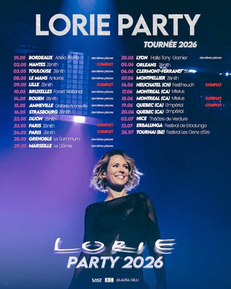 LORIE EN CONCERT : TOURNEE "LORIE PARTY" 2025 (Complète) ET 2026 ...